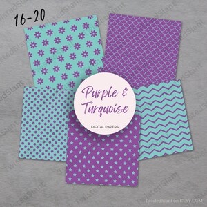 Purple Turquoise Digital Paper | INSTANT DOWNLOAD | Seamless Geometric ...