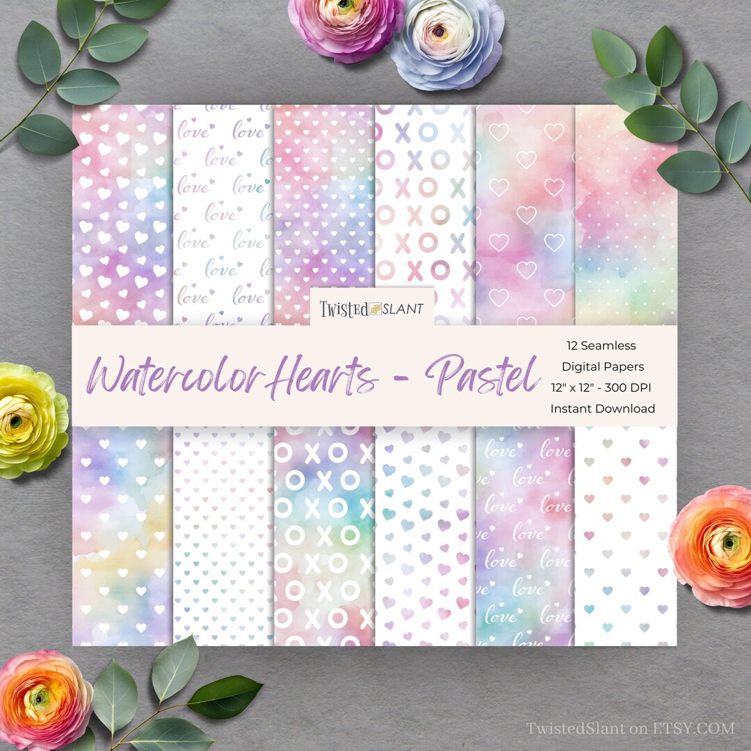 Valentine Hearts Seamless Digital Papers | INSTANT DOWNLOAD ...
