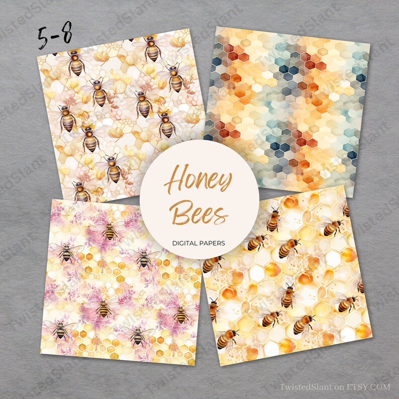 Honey Bee Digital Paper Seamless Pattern INSTANT DOWNLOAD Bee Digital ...