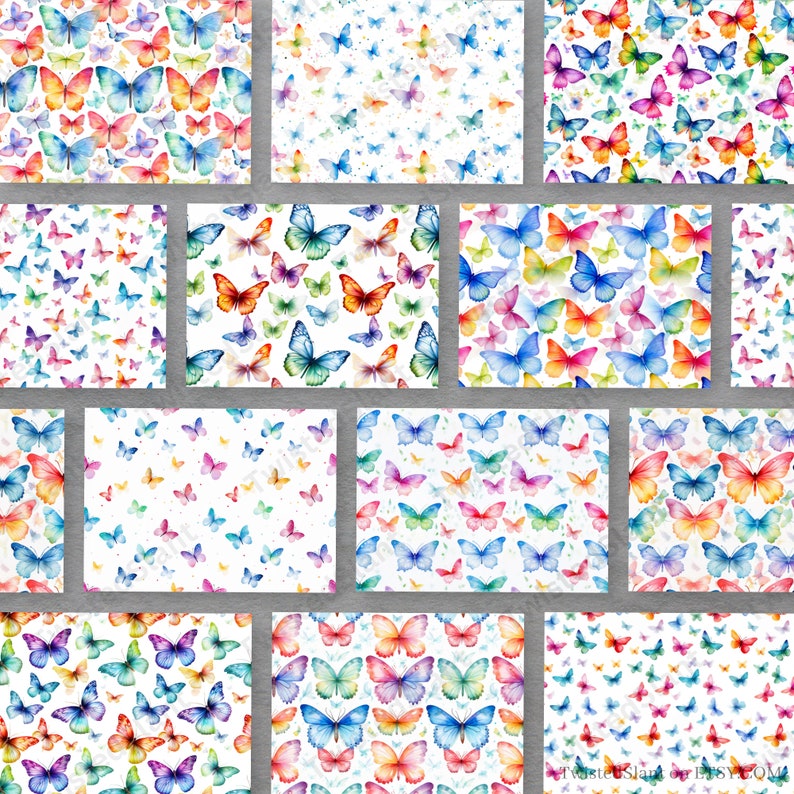 Bright Butterflies Digital Paper | INSTANT DOWNLOAD | Butterfly Digital ...