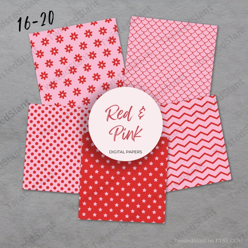 Red and Pink Digital Paper | INSTANT DOWNLOAD | Seamless Geometric ...