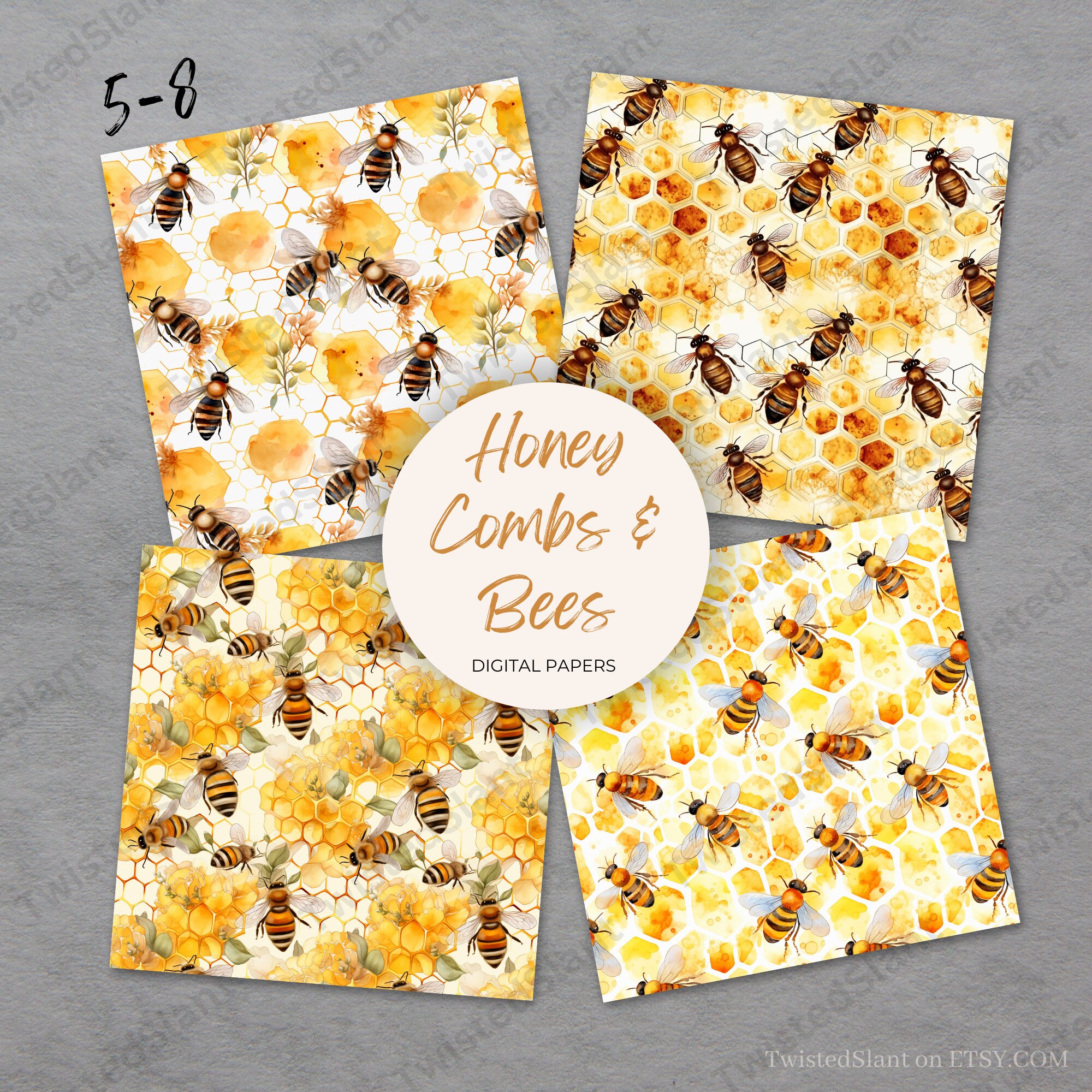 Honey Bee Digital Paper Seamless Pattern INSTANT DOWNLOAD Bee Digital ...