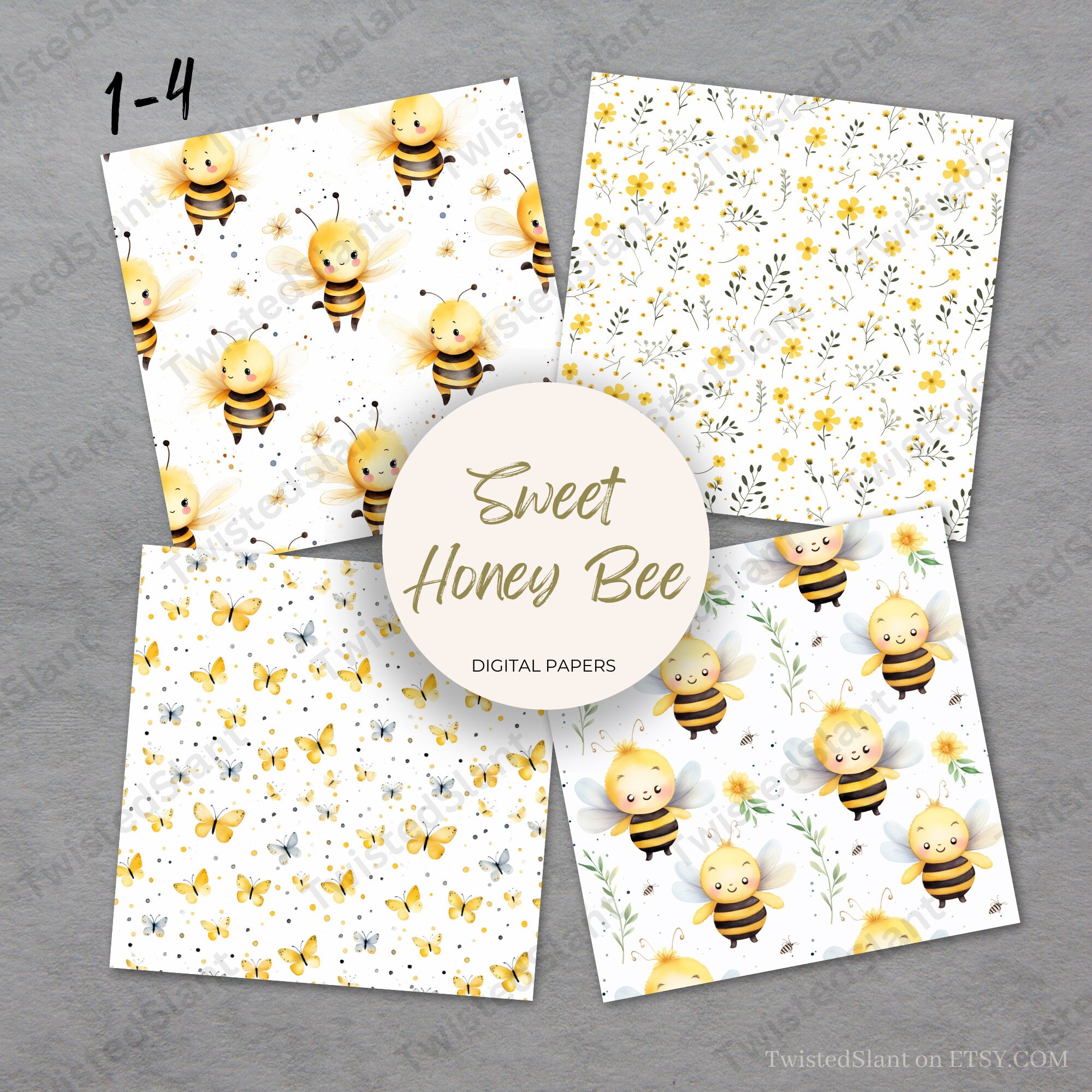 Honey Bee Digital Paper Seamless Pattern INSTANT DOWNLOAD Bee Digital ...