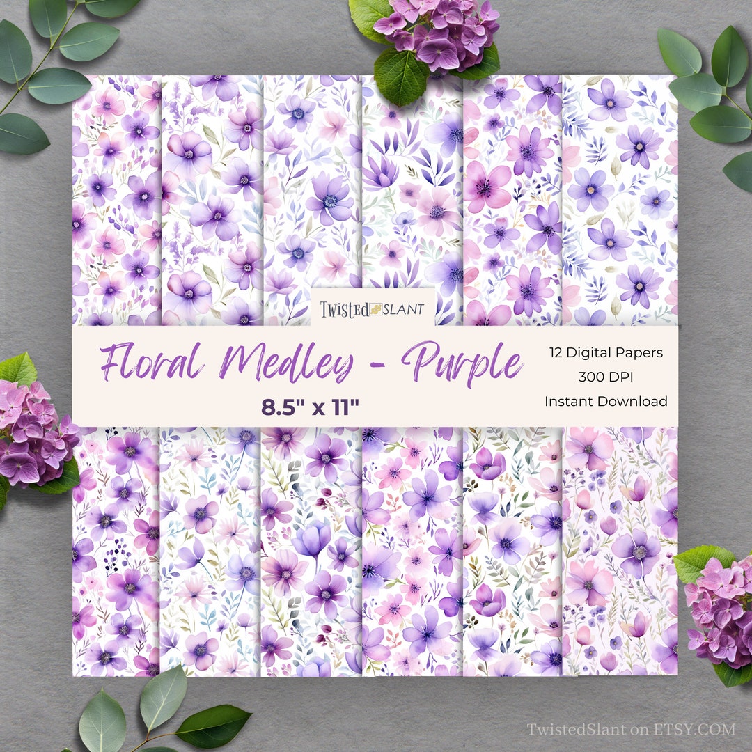 Spring Floral Medley Digital Paper | INSTANT DOWNLOAD | Watercolor ...