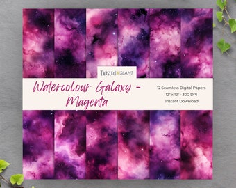Pink Galaxy Digital Paper – Seamless Watercolor Textures (instant ...