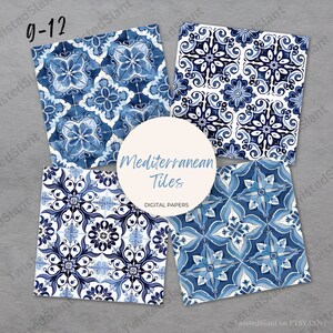 Blue Tile Digital Paper | INSTANT DOWNLOAD | Mediterranean Tile | Blue ...