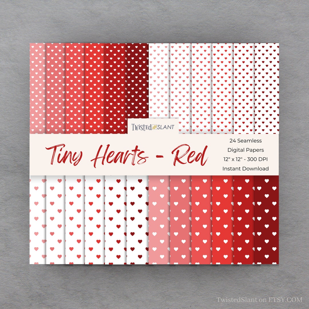 Tiny Hearts Digital Paper | INSTANT DOWNLOAD | Heart Background ...