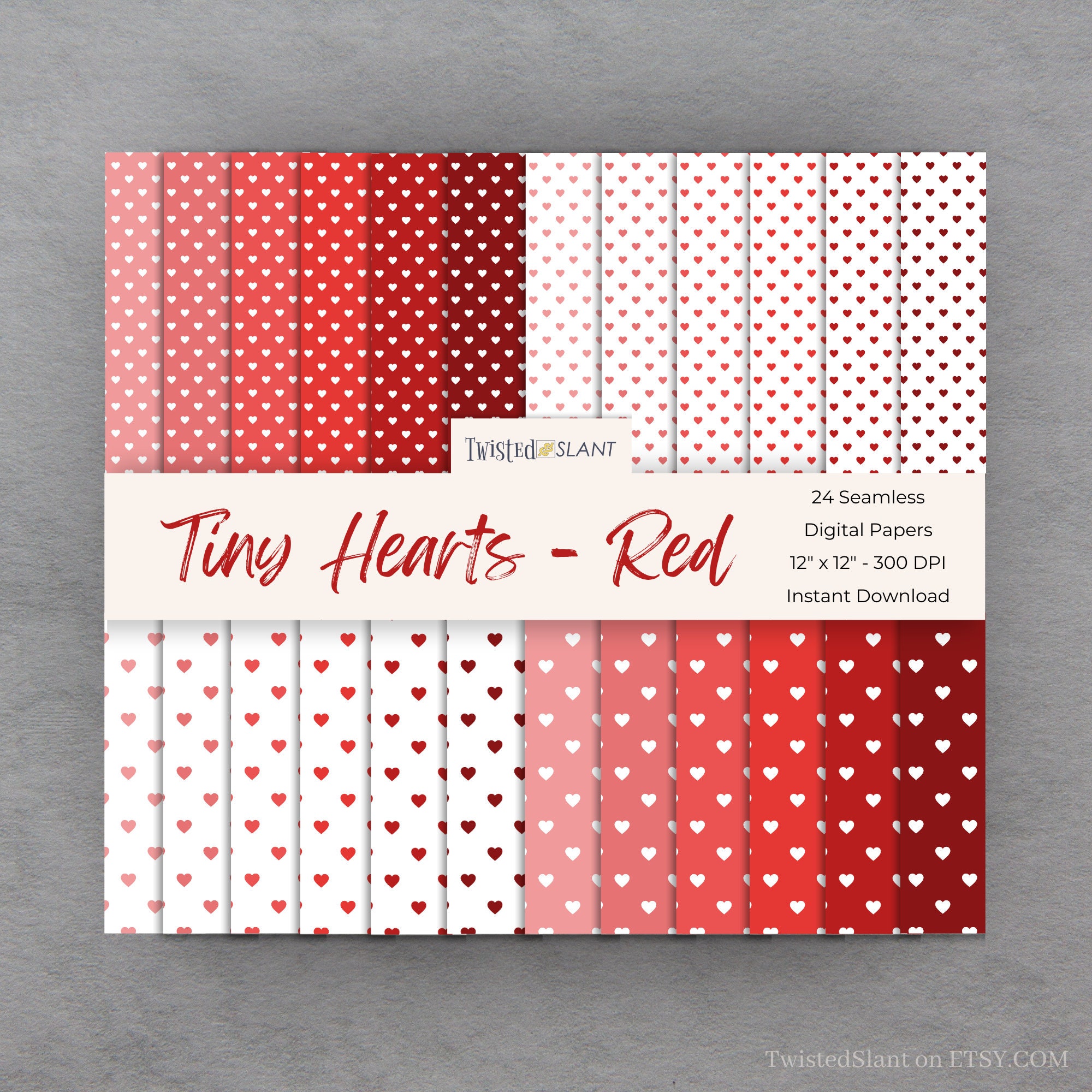 Tiny Hearts Digital Paper | INSTANT DOWNLOAD | Heart Background ...