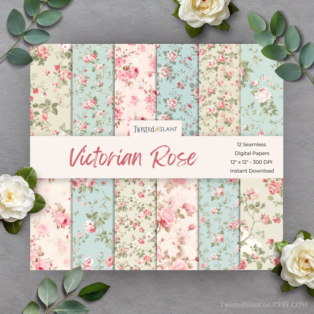 Vintage Shabby Victorian Rose Digital Paper | INSTANT DOWNLOAD | Shabby ...