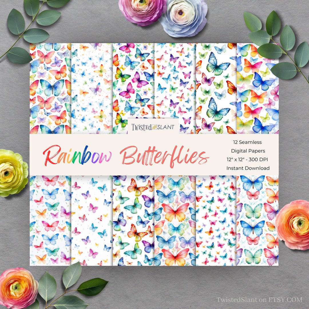 Bright Butterflies Digital Paper | INSTANT DOWNLOAD | Butterfly Digital ...