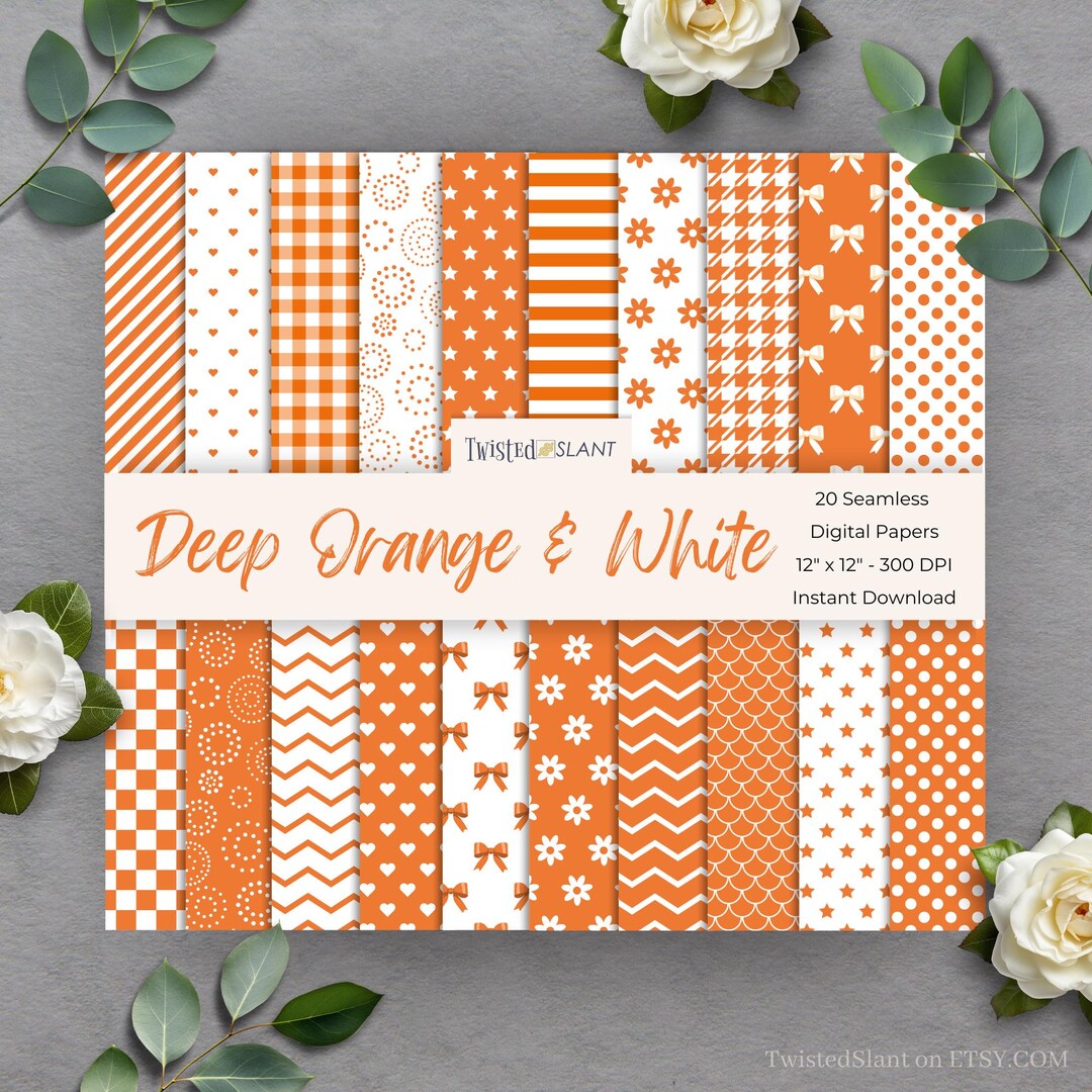 Orange Digital Paper | INSTANT DOWNLOAD | Seamless Geometric | Pattern ...