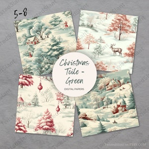 Christmas Toile Digital Paper | INSTANT DOWNLOAD | Christmas Digital ...