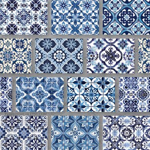 Blue Tile Digital Paper | INSTANT DOWNLOAD | Mediterranean Tile | Blue ...