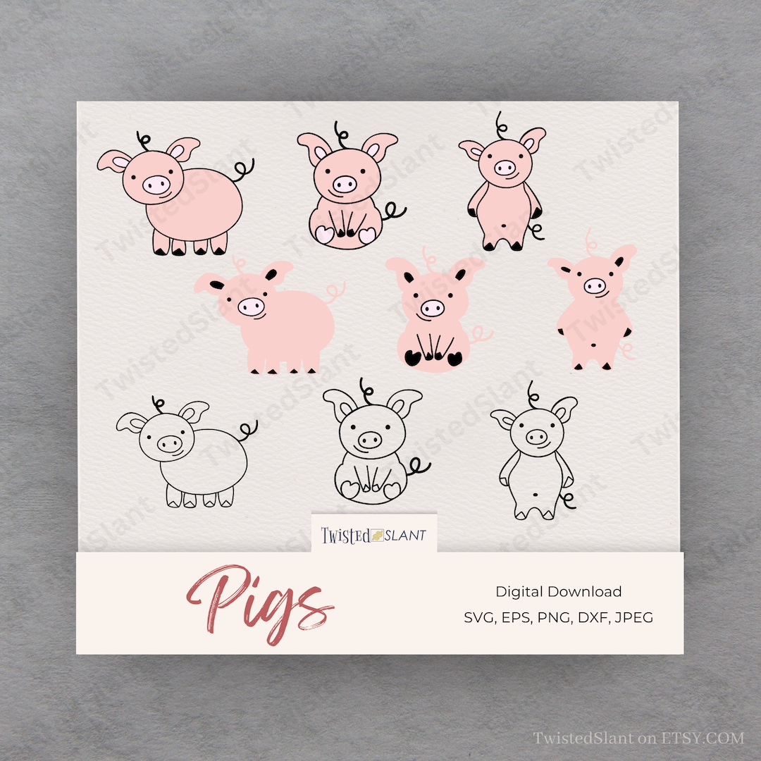 Pigs Svg | INSTANT DOWNLOAD | Farm Animals Svg | Pig Png | Pigs Svg ...