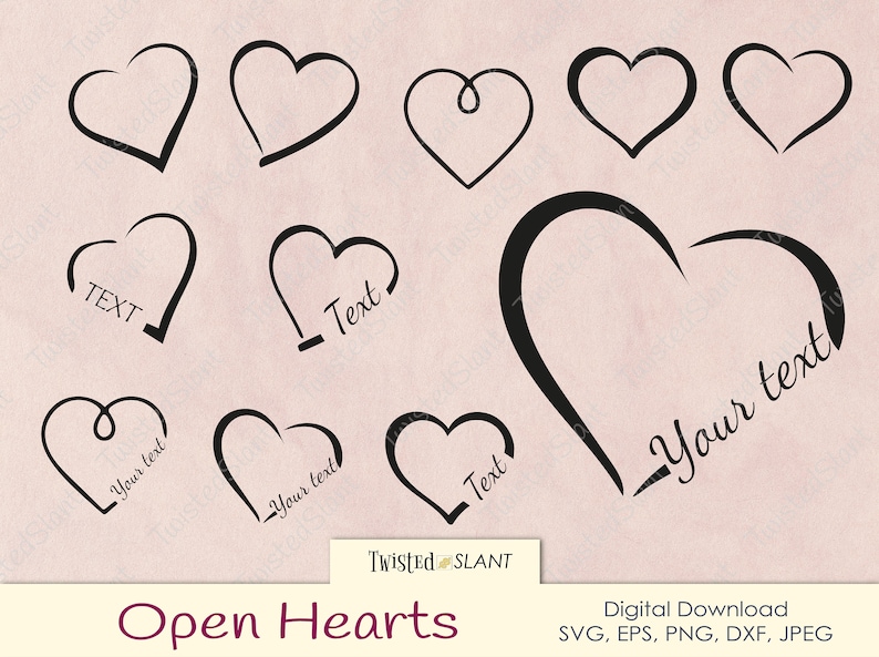 Heart Svg Bundle, Open Heart Svg, Loveheart, Heart SVG, Heart DXF, Open ...