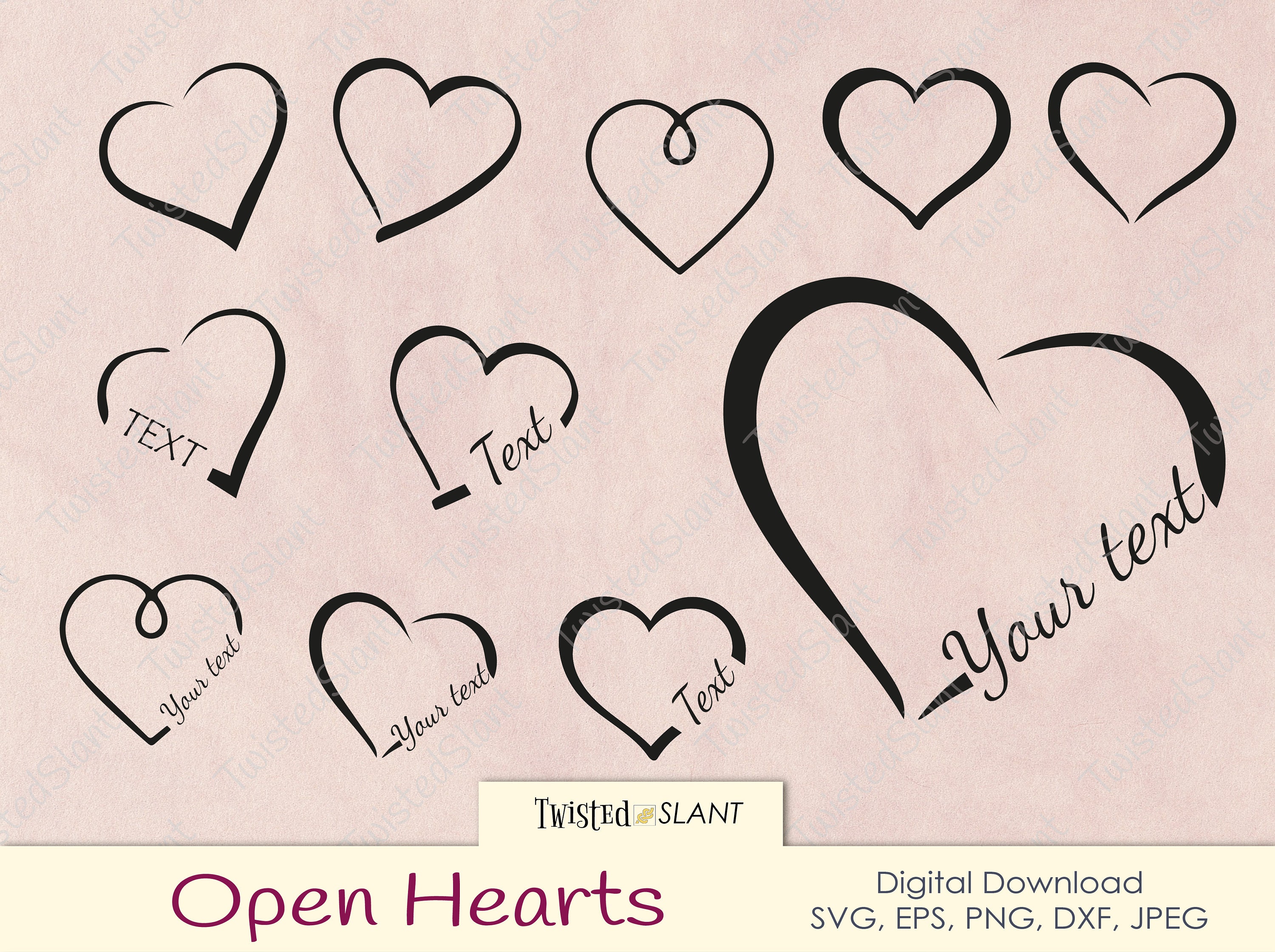 Heart Svg Bundle, Open Heart Svg, Loveheart, Heart SVG, Heart DXF, Open ...