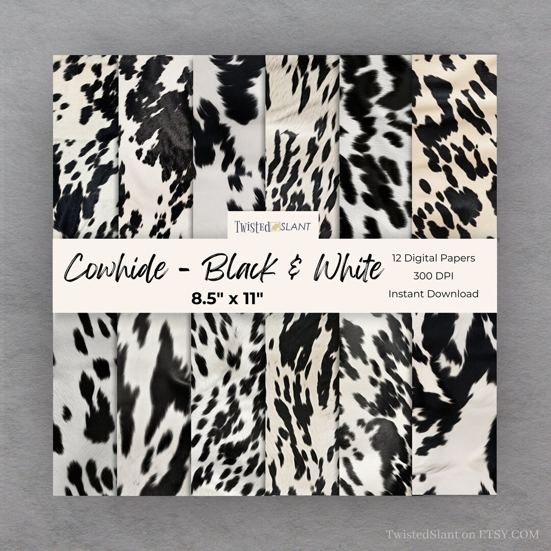 Cowhide Background Digital Paper | INSTANT DOWNLOAD | Cowhide Digital ...
