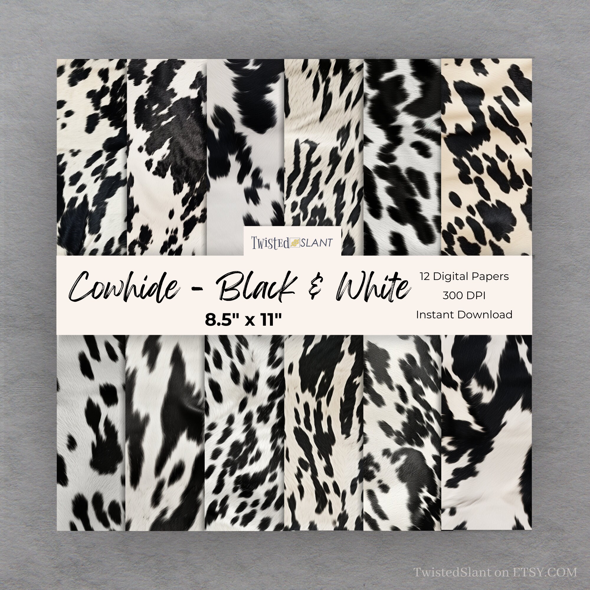 Cowhide Background Digital Paper | INSTANT DOWNLOAD | Cowhide Digital ...