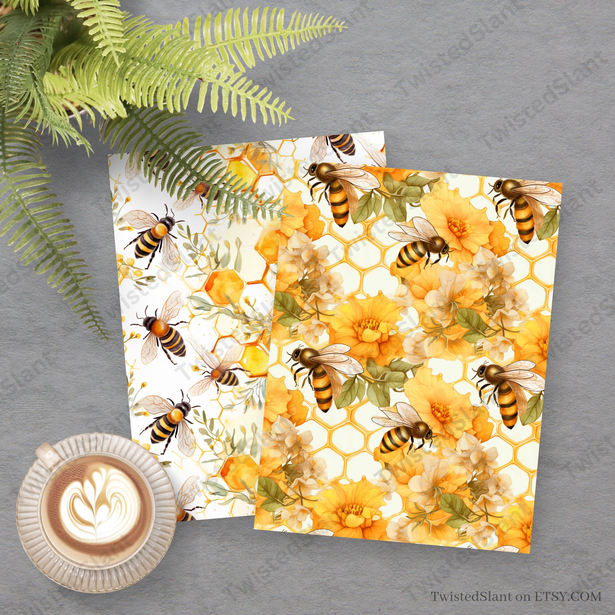 Honey Bee Digital Paper Seamless Pattern INSTANT DOWNLOAD Bee Digital ...