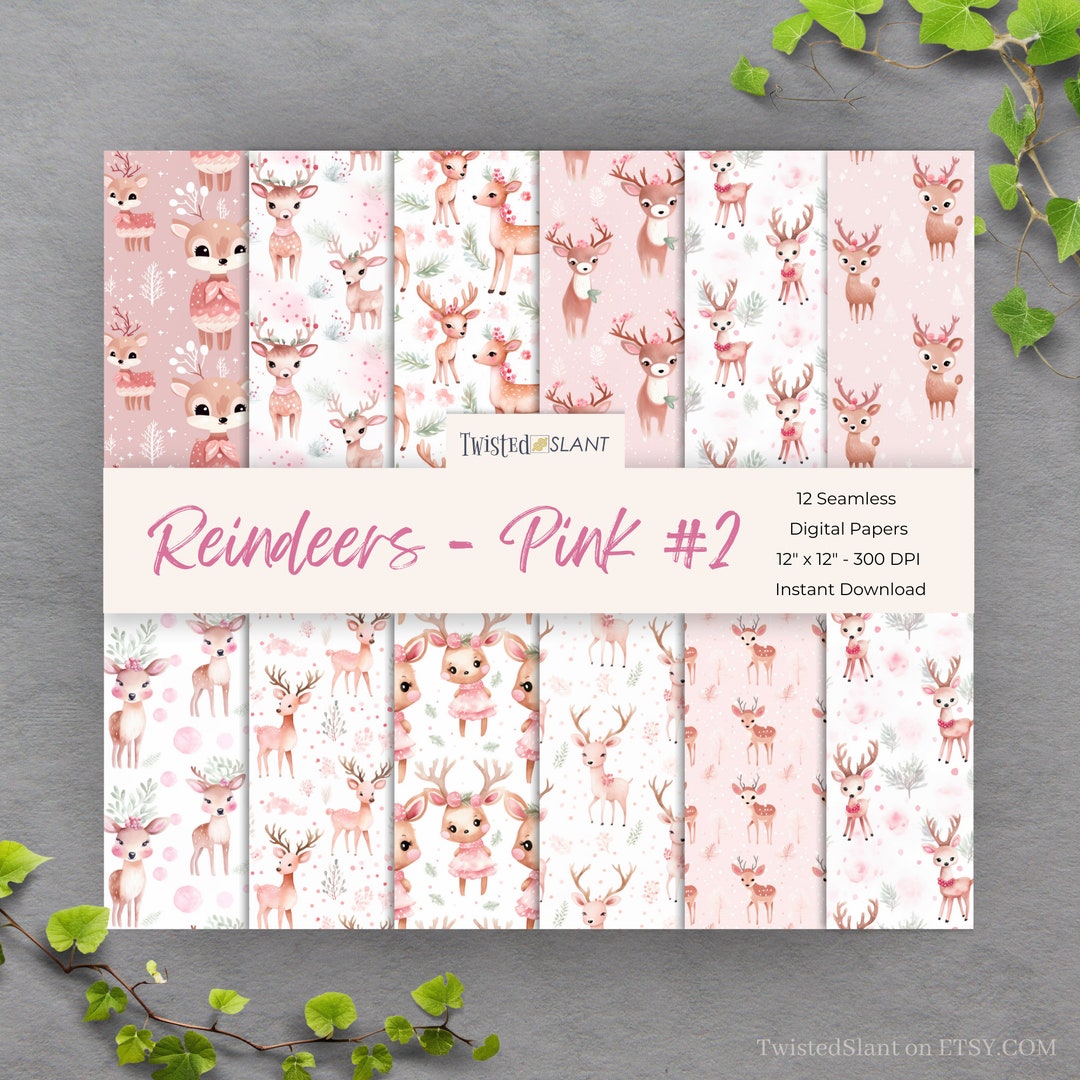 Christmas Reindeer Digital Papers | INSTANT DOWNLOAD | Christmas ...