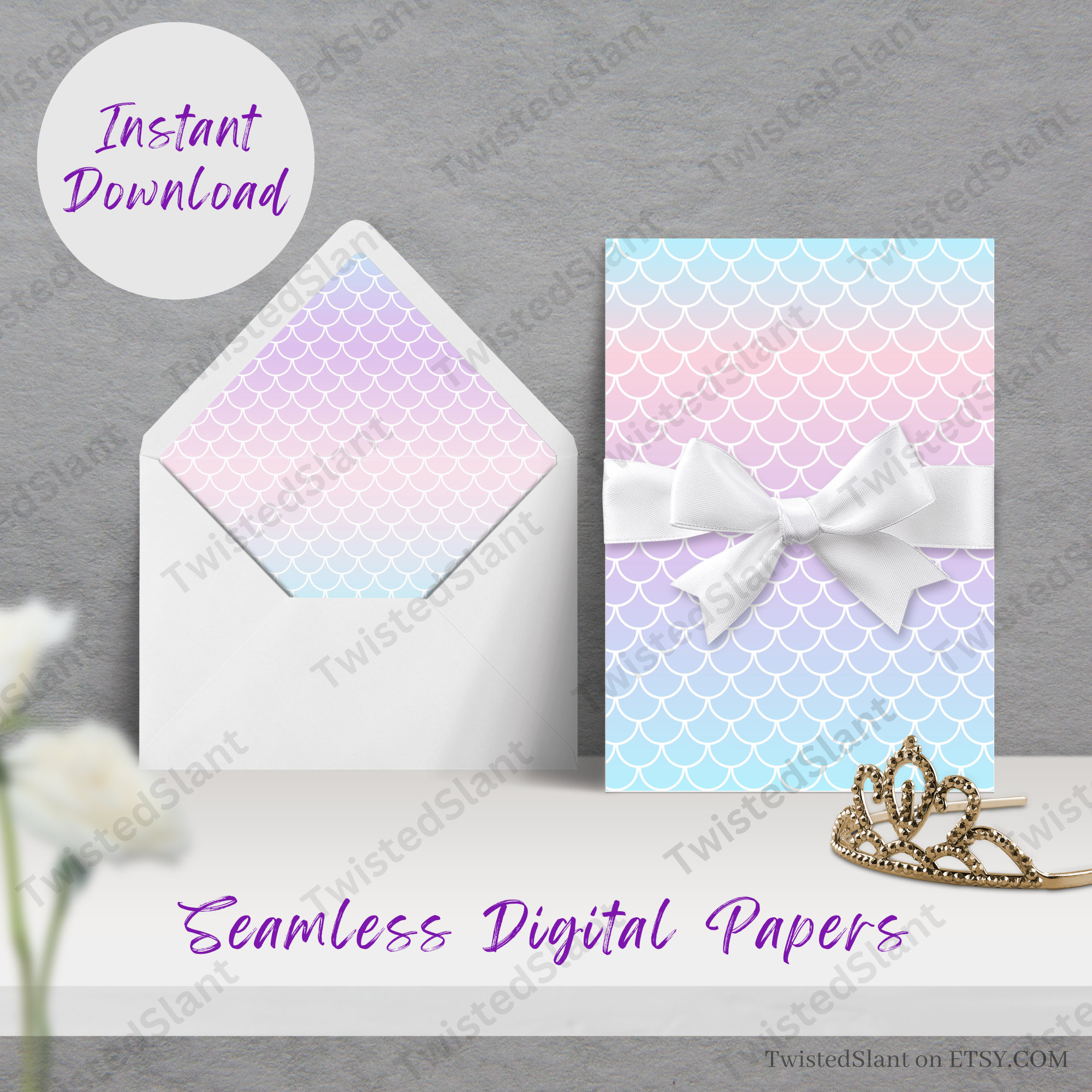 Mermaid Digital Paper Mermaid Tail Clipart Seamless Papers - Etsy