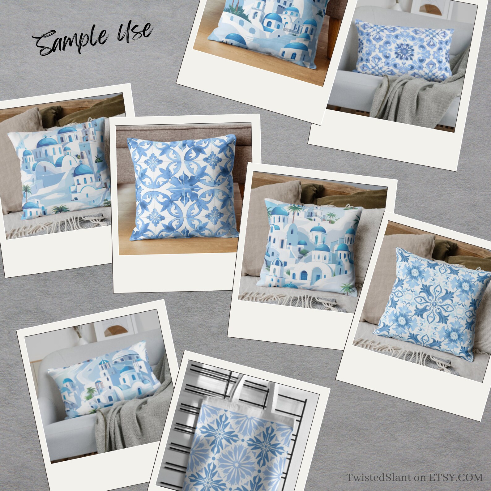 Digital Paper Santorini | INSTANT DOWNLOAD | Mediterranean Art | Blue ...