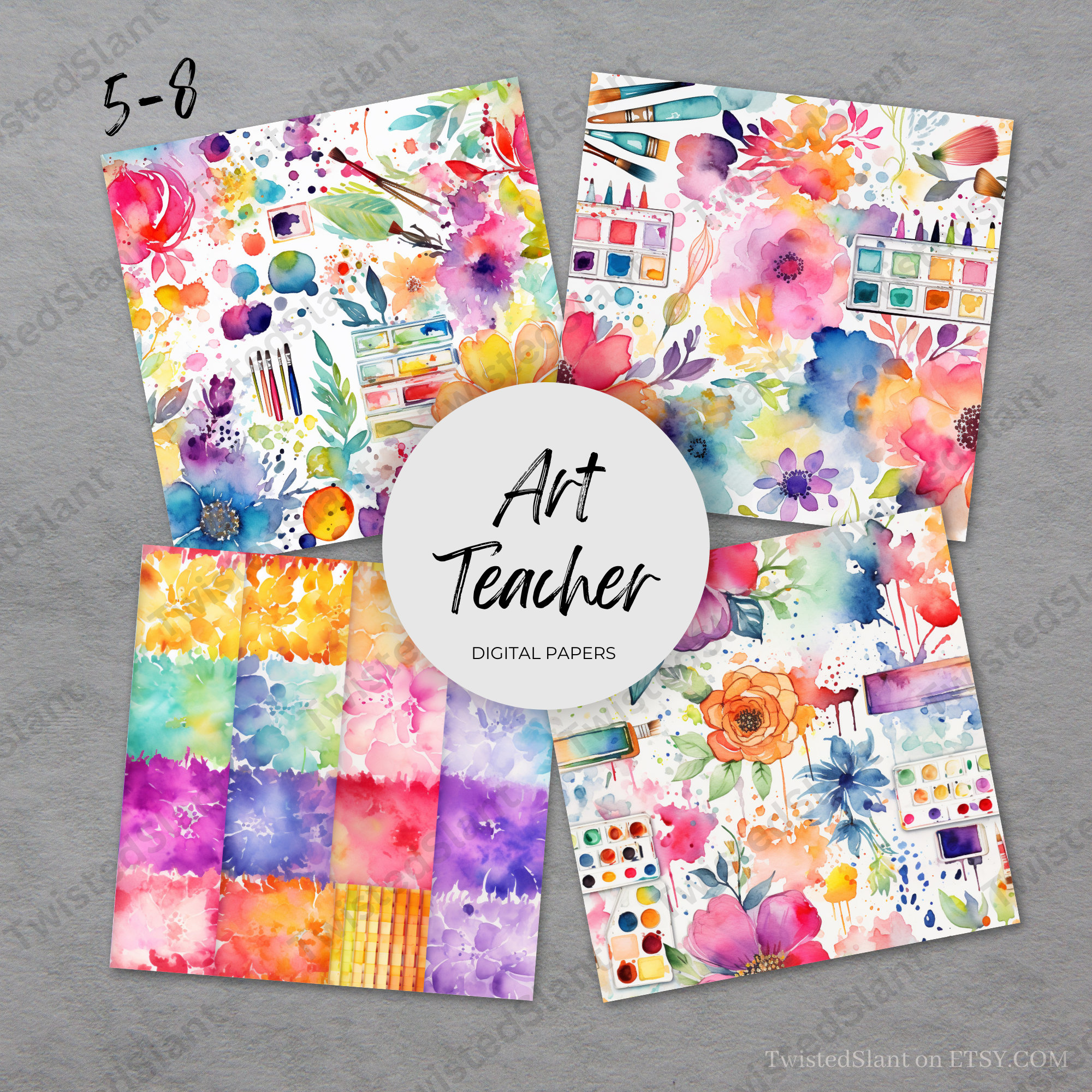 Art Teacher Digital Paper INSTANT DOWNLOAD Seamless Papers - Etsy