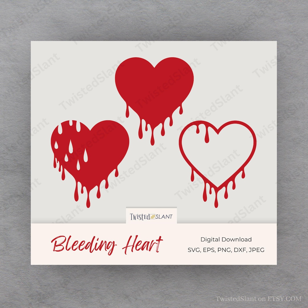 Bleeding Heart Svg | INSTANT DOWNLOAD | Dripping Heart | Open Heart Svg ...