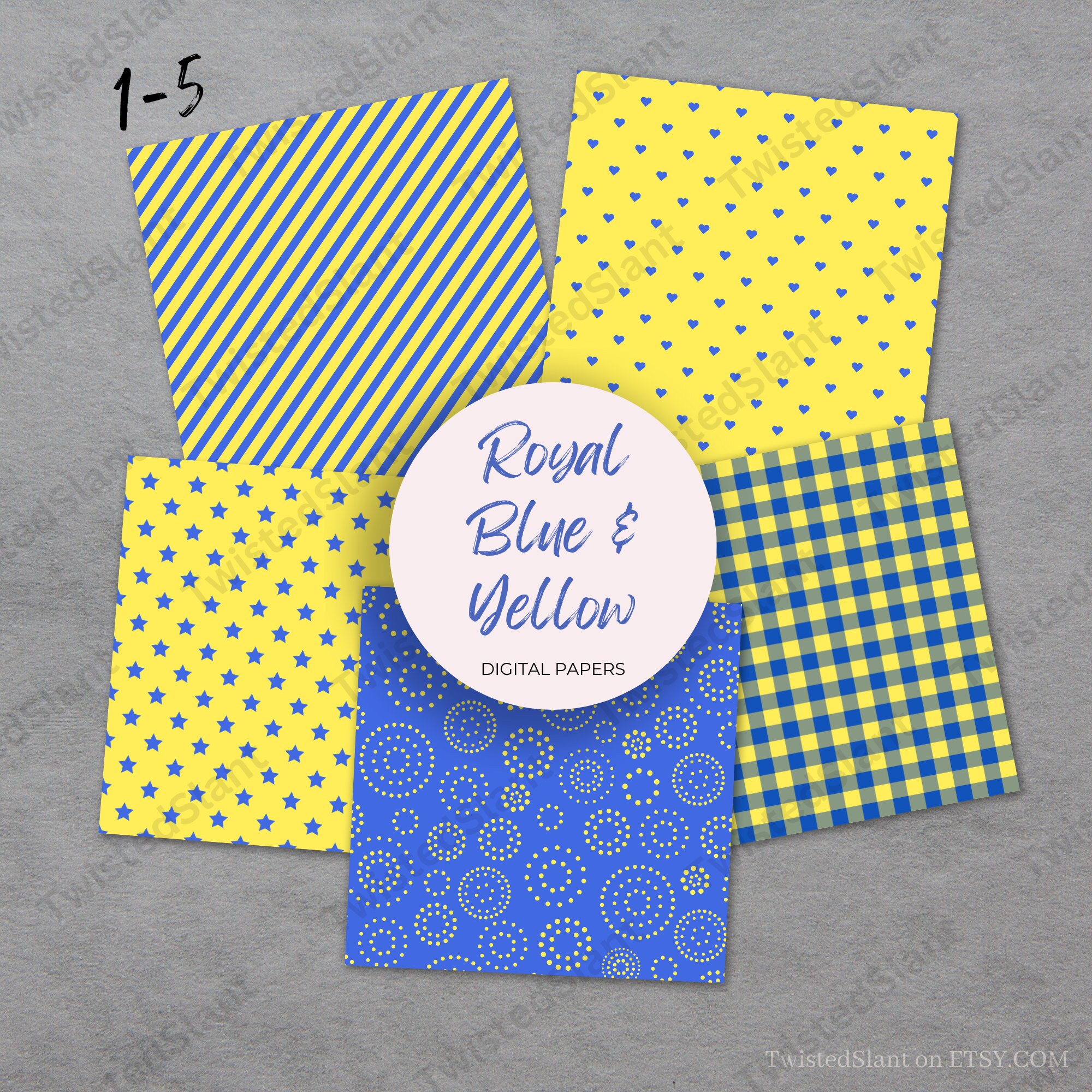 Royal Blue and Yellow Digital Paper | INSTANT DOWNLOAD | Seamless ...