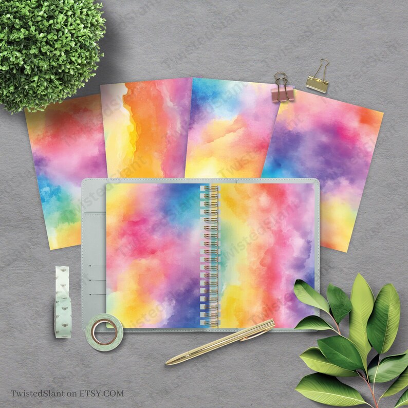 Watercolor Digital Paper Rainbow Colors Gradient | INSTANT DOWNLOAD ...