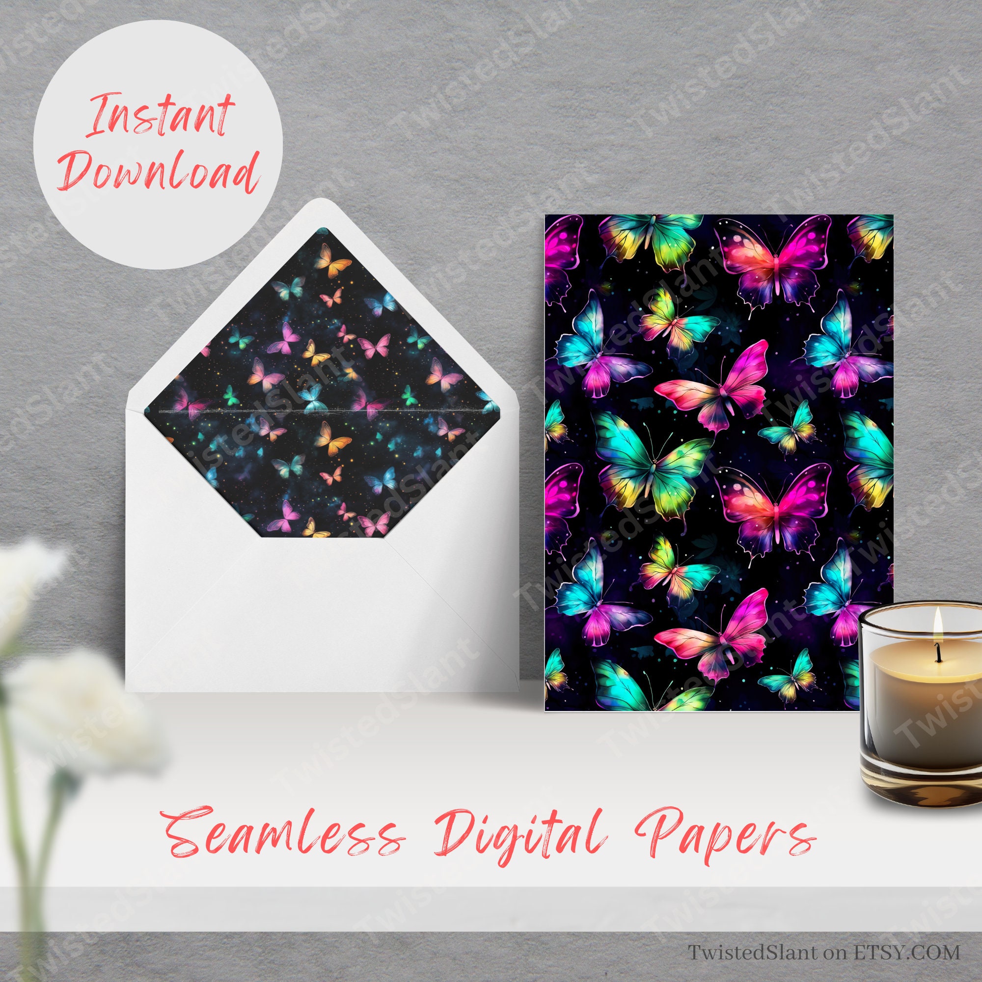 Bright Butterflies Digital Paper INSTANT DOWNLOAD Butterfly Digital ...