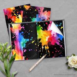 Scrapbook Paper Digital Rainbow Paint Splatter | INSTANT DOWNLOAD ...