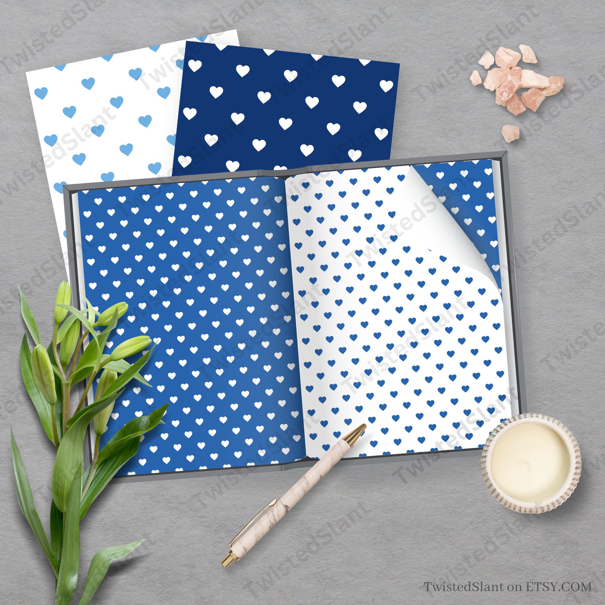 Tiny Hearts Digital Paper | INSTANT DOWNLOAD | Heart Background ...