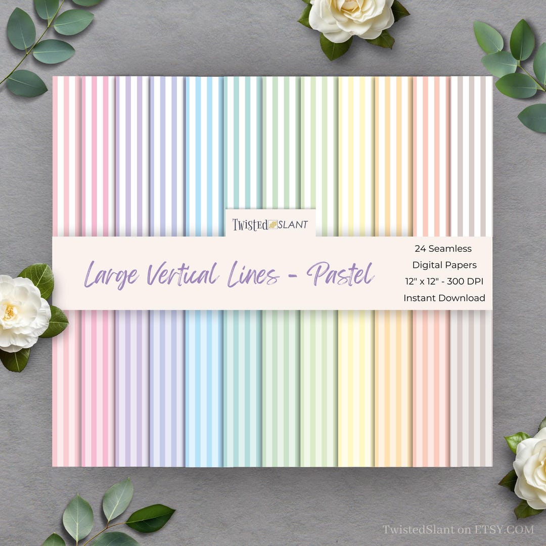 Pastel Vertical Stripes Digital Paper | INSTANT DOWNLOAD | Striped ...