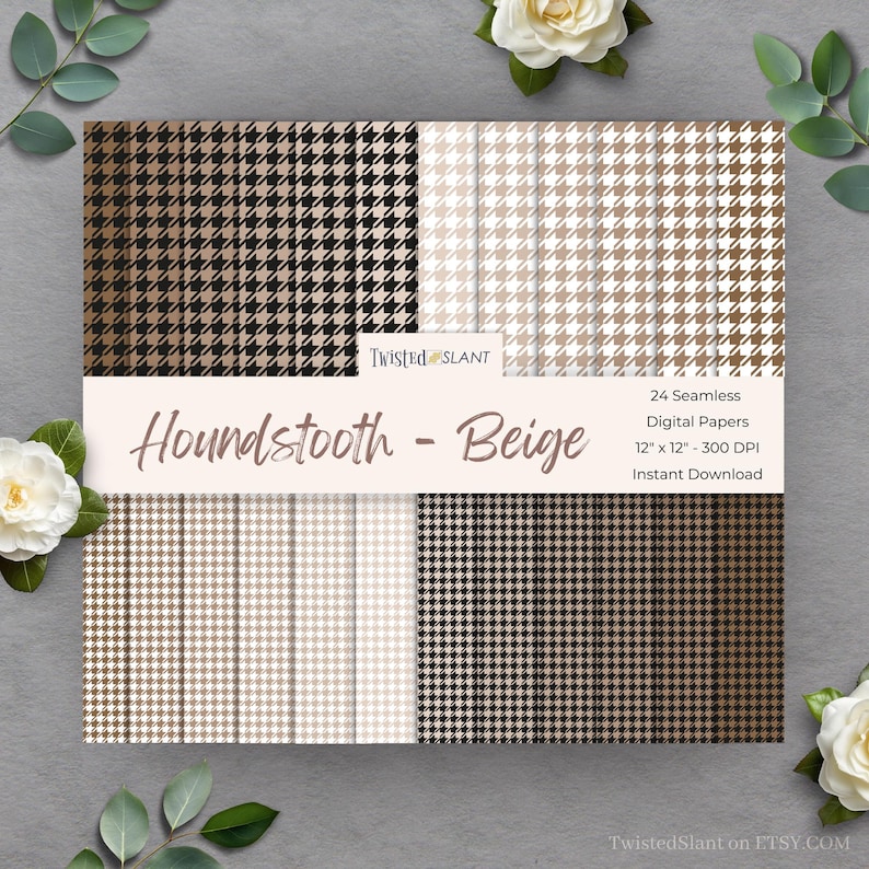 Houndstooth Digital Paper | INSTANT DOWNLOAD | Houndstooth Pattern ...