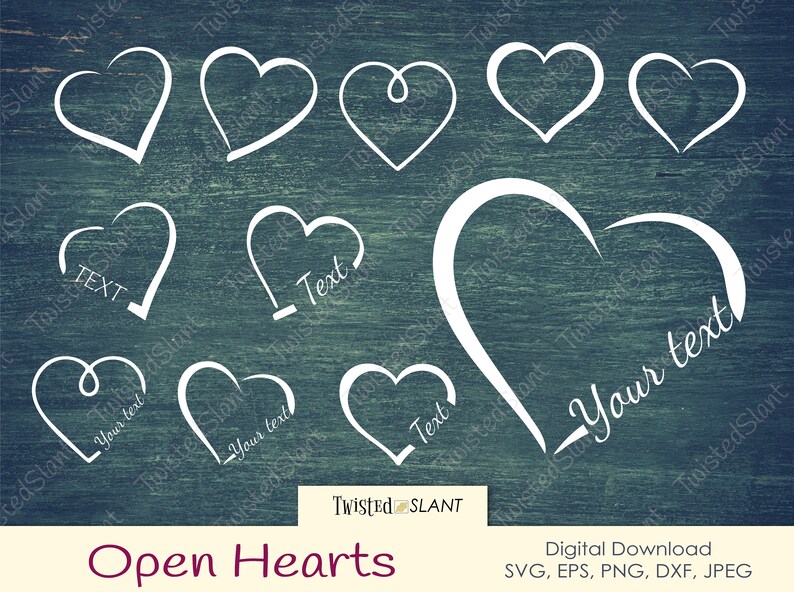 Heart Svg Bundle, Open Heart Svg, Loveheart, Heart SVG, Heart DXF, Open ...