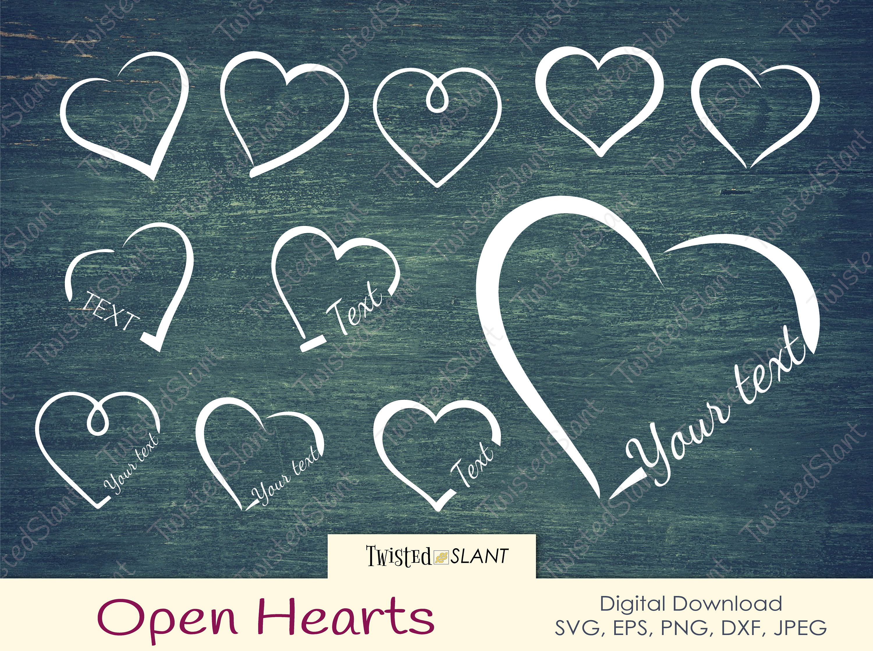 Heart Svg Bundle, Open Heart Svg, Loveheart, Heart SVG, Heart DXF, Open ...