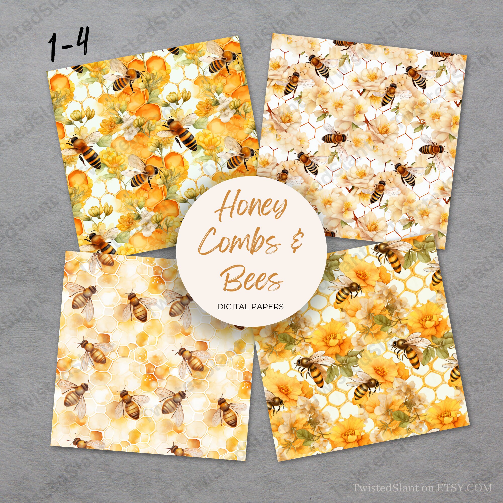 Honey Bee Digital Paper Seamless Pattern INSTANT DOWNLOAD Bee Digital ...