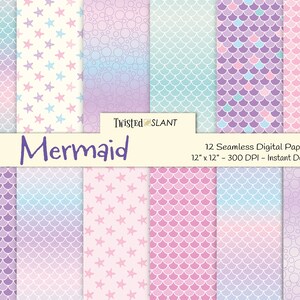 Mermaid Digital Paper Mermaid Tail Clipart Seamless Papers - Etsy