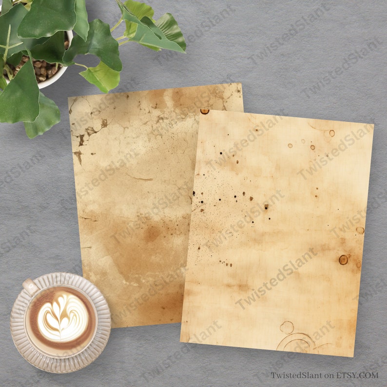 Coffee Tea Stain Paper Digital | INSTANT DOWNLOAD | Coffee Dyed Paper ...