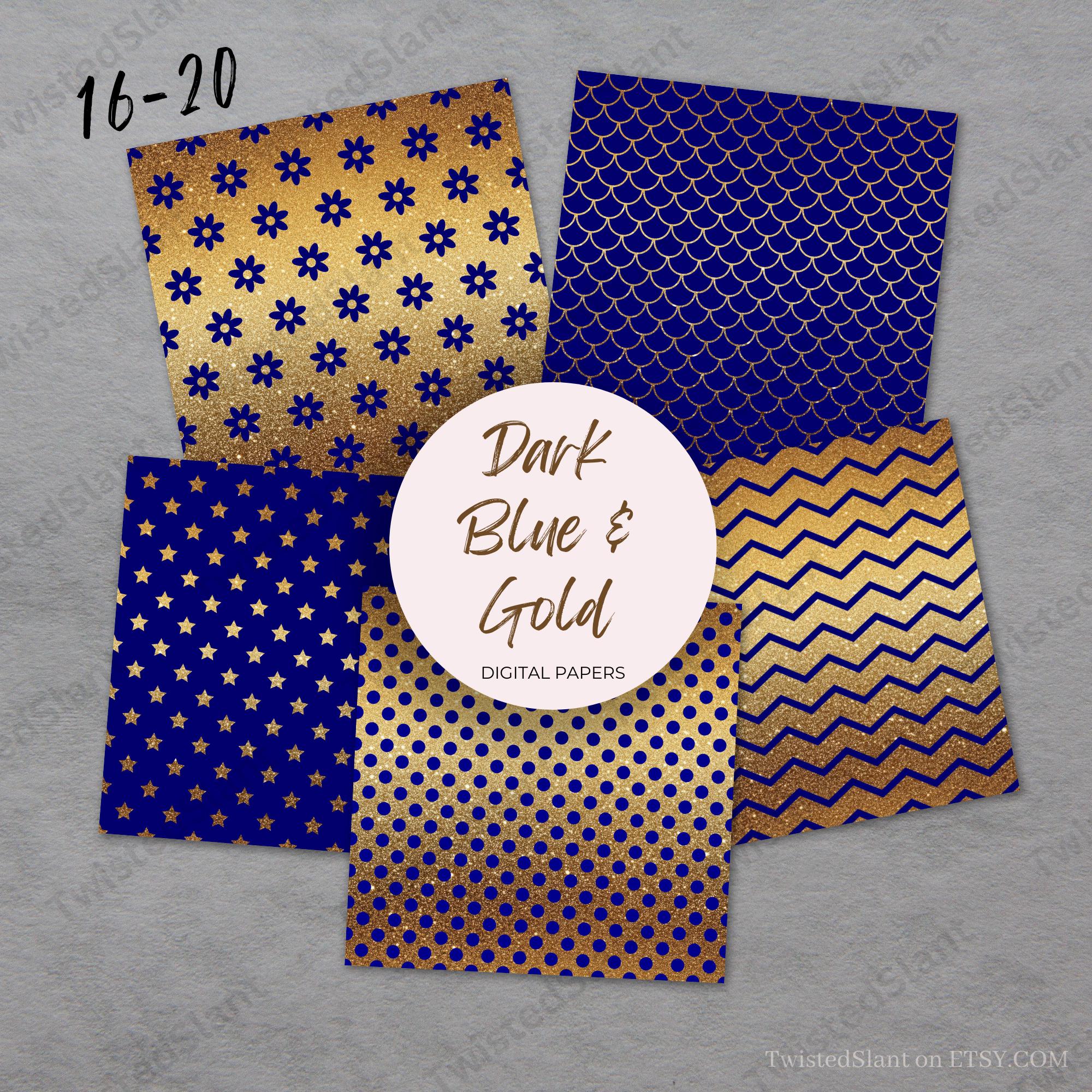 Blue and Gold Digital Paper | INSTANT DOWNLOAD | Seamless Geometric ...