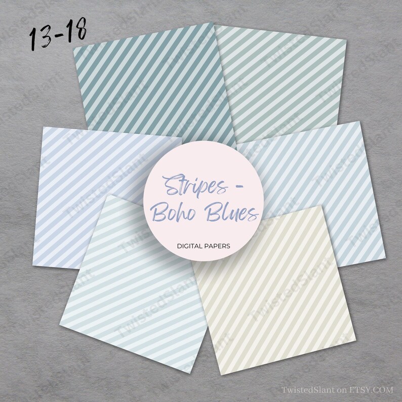 Blue Stripe Digital Paper | INSTANT DOWNLOAD | Striped Background ...