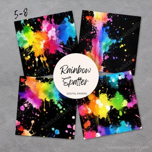 Scrapbook Paper Digital Rainbow Paint Splatter | INSTANT DOWNLOAD ...
