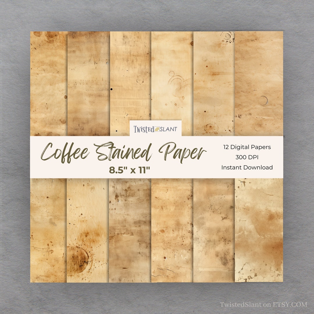 Coffee Tea Stain Paper Digital | INSTANT DOWNLOAD | Coffee Dyed Paper ...