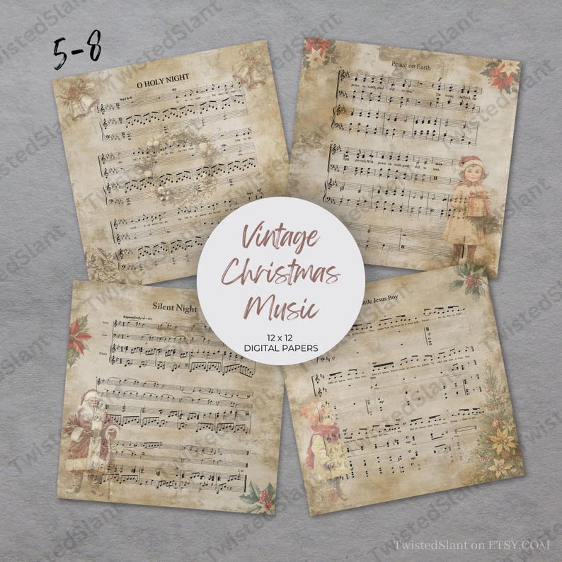Christmas Sheet Music Digital Paper | INSTANT DOWNLOAD | Digital ...
