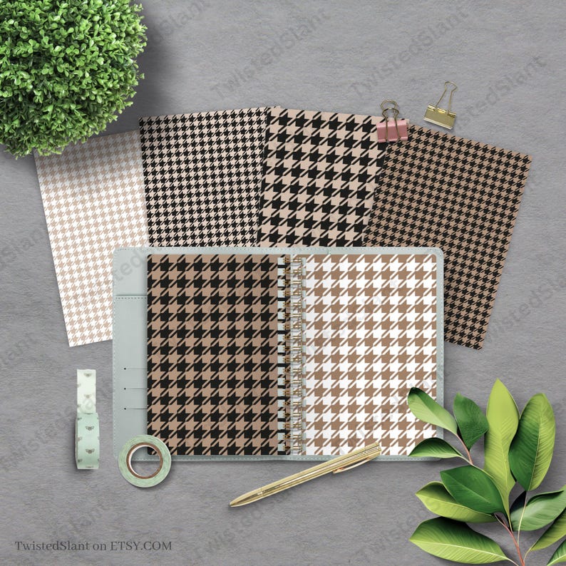 Houndstooth Digital Paper | INSTANT DOWNLOAD | Houndstooth Pattern ...