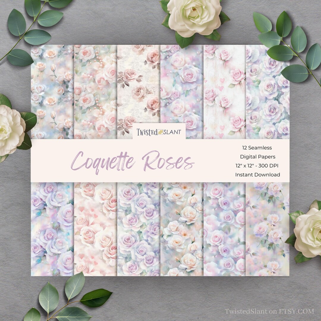 Coquette Seamless Roses | INSTANT DOWNLOAD | Flower Digital Papers ...