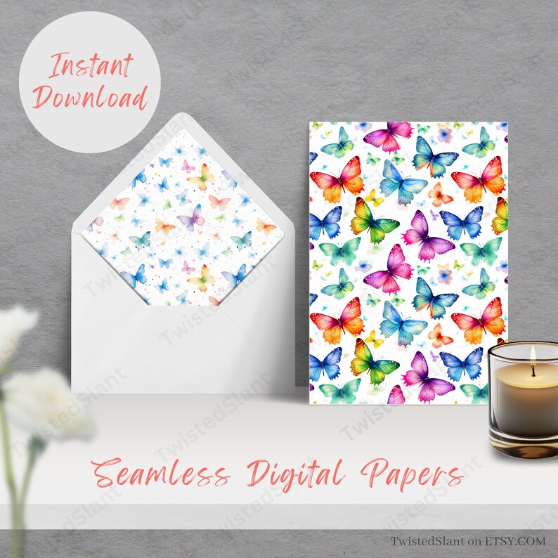 Bright Butterflies Digital Paper | INSTANT DOWNLOAD | Butterfly Digital ...