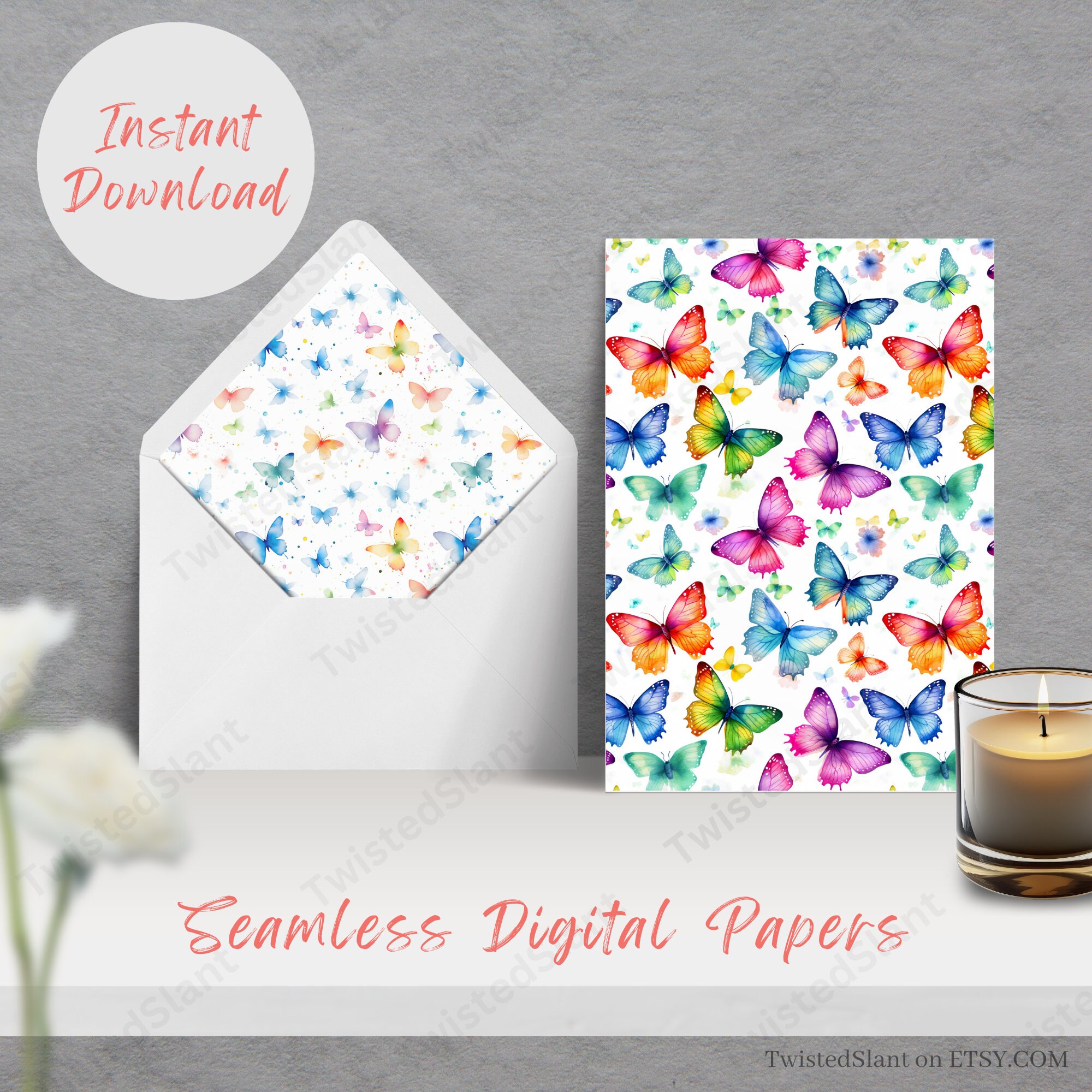 Bright Butterflies Digital Paper | INSTANT DOWNLOAD | Butterfly Digital ...