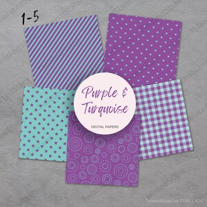 Purple Turquoise Digital Paper | INSTANT DOWNLOAD | Seamless Geometric ...